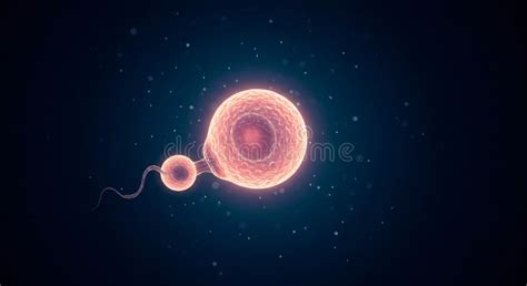 Human Egg Cell Fertilization By Sperm Microscopic View Of Conception