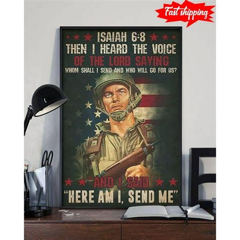 Vintage American Soldier Isaiah 68 Then I Heard The Voice Of The Lord