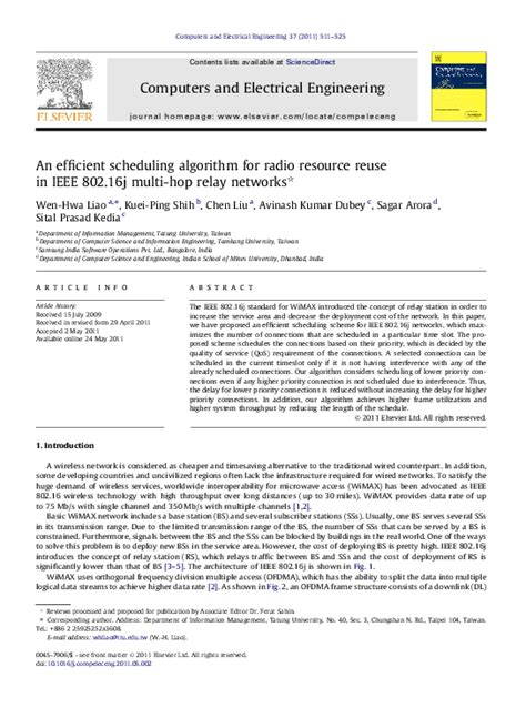 Pdf An Efficient Scheduling Algorithm For Radio Resource Reuse In