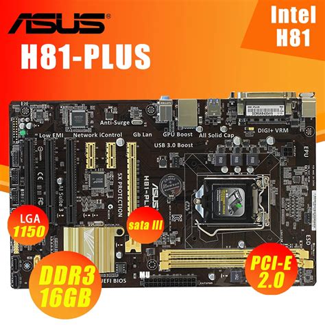 ASUS H81-PLUS Motherboard Intel H81 Socket LGA 1150 i7 i5 i3 DDR3 PCI ...