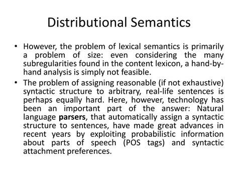 Ppt Corpus Linguistics Formal Vs Distributional Semantics Powerpoint Presentation Id1828415