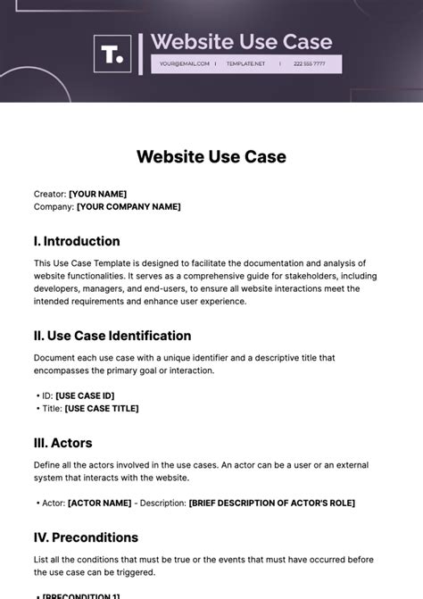 Website Use Case Template Edit Online And Download Example