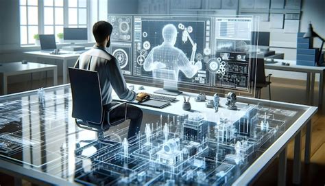 Engineer Using Cad Software In A Glossy Flexible Workspace Concept As Camera Movement Pan Across