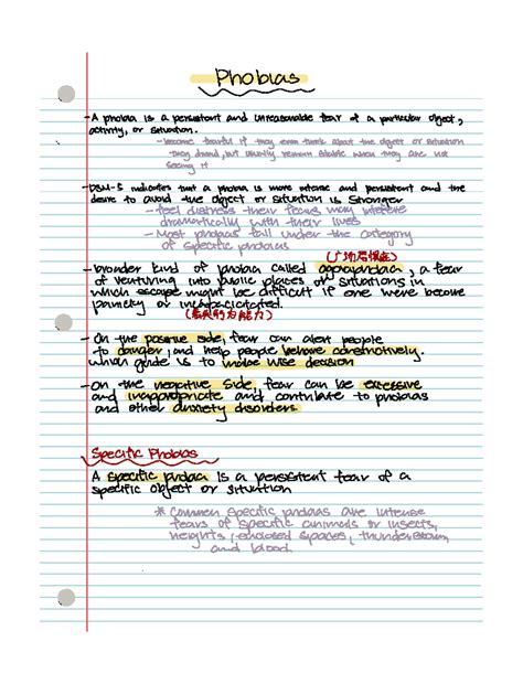 Phobias Table 4 4 Dx Checklist Specific Phobia 1 Marked Persistent