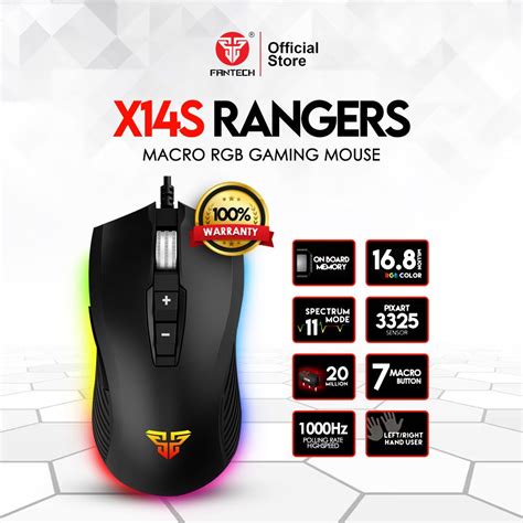 Fantech X14s Rangers Macro Rgb Gaming Mouse With 7d Macro Function Performance And Programmable