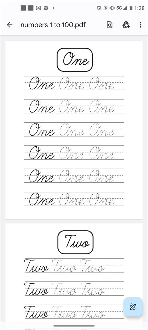 Practice Writing Cursive Numbers Etsy