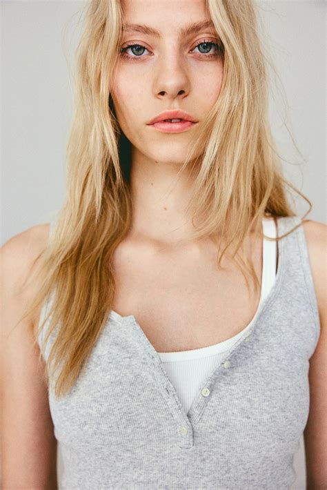 Ribbed Vest Top Light Grey Marl Ladies Handm Gb