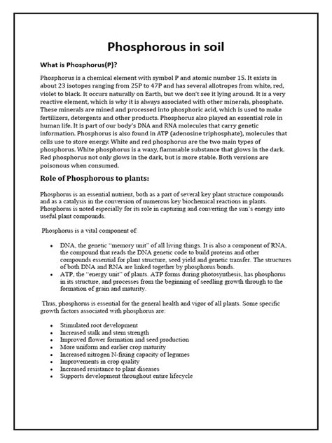Phosphorus Testing In Soil Pdf Phosphorus Soil