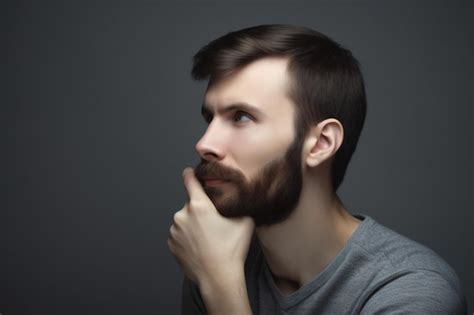 Premium Ai Image Thinking Man On Grey Background