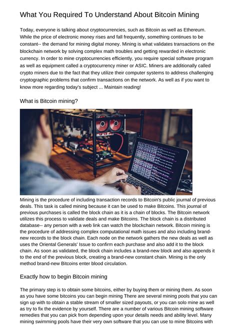 What You Required To Know About Bitcoin Miningdrbbt Pdf Pdf DocDroid