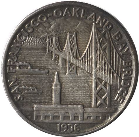 2424 1936 S Bay Bridge Half Dollar Ef Moderate Silver Gray Toning
