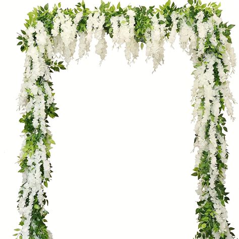 Temu｜2pcs Wisteria Artificial Flowers Garland Silk Fake Wisteria Vine
