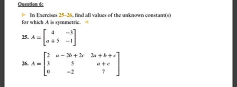 qucstion in exereises 25 26 find all values of the unknown constants