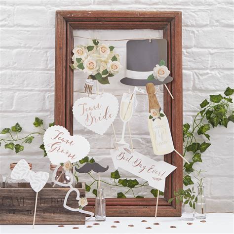 Rose Gold Design Wedding Photo Booth Props Kit By Ginger Ray