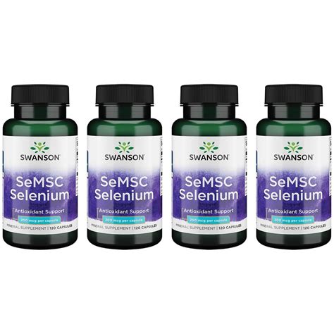 Swanson Selenium 200 Mcg 120 Caps 4 Pack