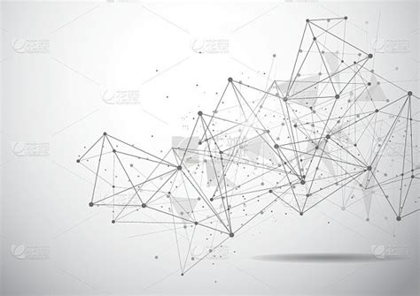 抽象多边形空间背景与连接的点和线。矢量图