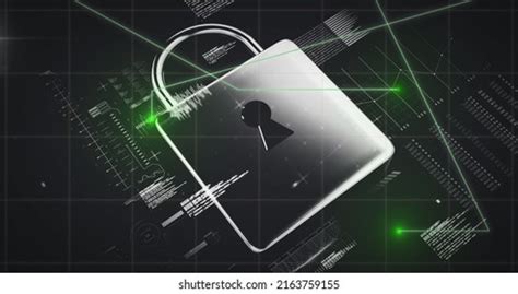 Security Padlock Light Trails Against Data Stock Illustration