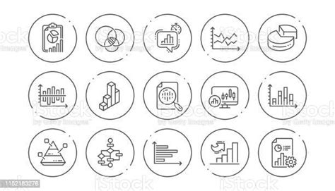 charts and graphs line icons infochart block diagram and algorithm