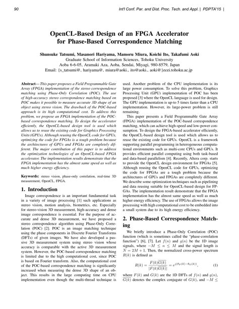 Pdf Opencl Based Design Of An Fpga Accelerator For Phase Based