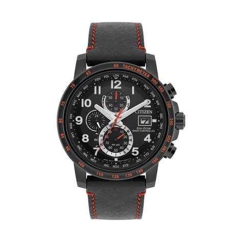 Citizen Eco Drive Radio Controlled Black And Orange Chronograph Dial Watch