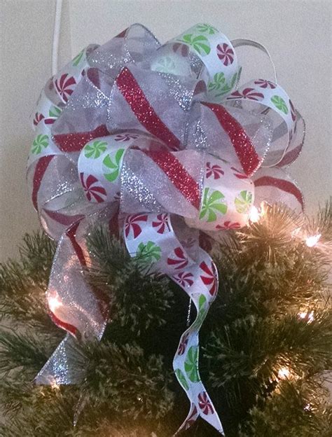 Peppermint Christmas Tree Topper Bow
