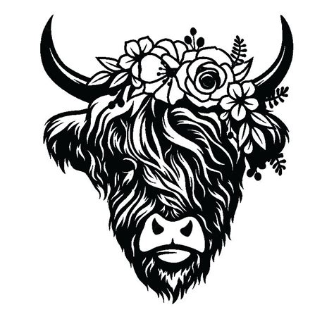 Highland Cow Svg Digital File Highland Svg Cow Svg Flower Cow Svg