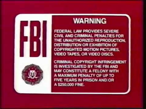 Red Fbi Warnings 1986 1987 1989 1991 Youtube