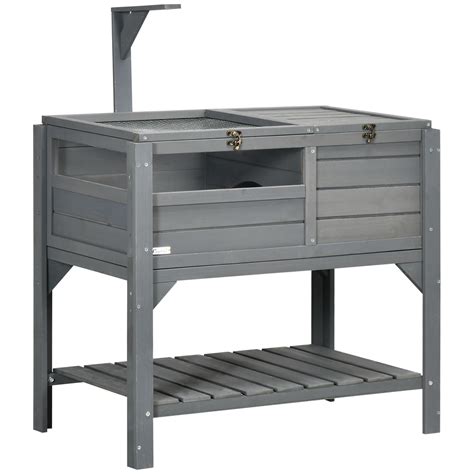 Pawhut Tortoise Habitat With Shelf Storage Outdoor Tortoise Enclosure With Weather Protection