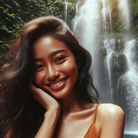 Beautiful Indonesian Girl Smiling Premium Ai Generated Image
