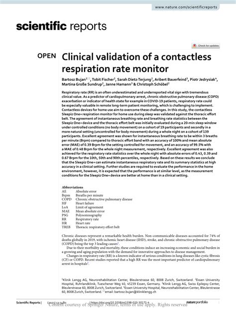Pdf Clinical Validation Of A Contactless Respiration Rate Monitor