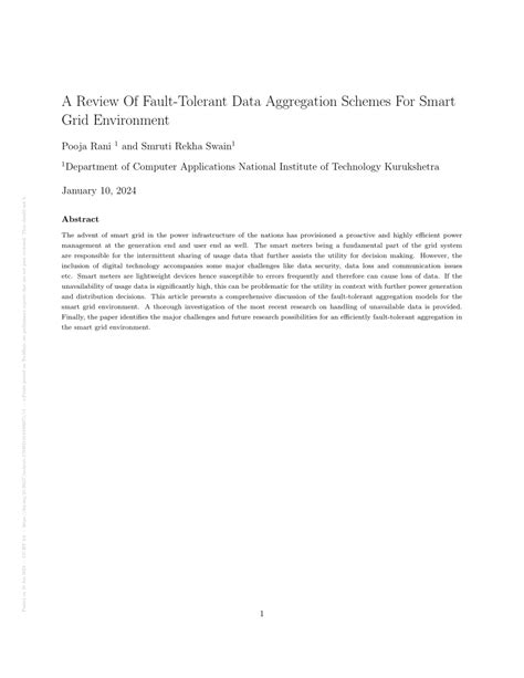 pdf a review of fault tolerant data aggregation schemes for smart grid environment