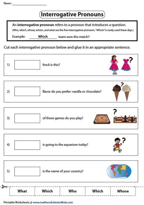 Interrogative Pronouns Worksheets Interrogative Pronouns Pronoun