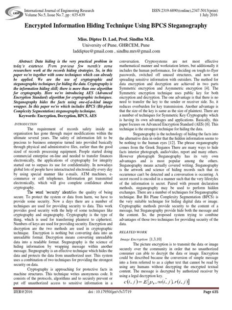 Encrypted Information Hiding Technique Using Bpcs Steganography