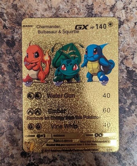 Mavin CHARMANDER BULBASAUR AND SQUIRTLE Gold Foil Pokemon Custom Fan