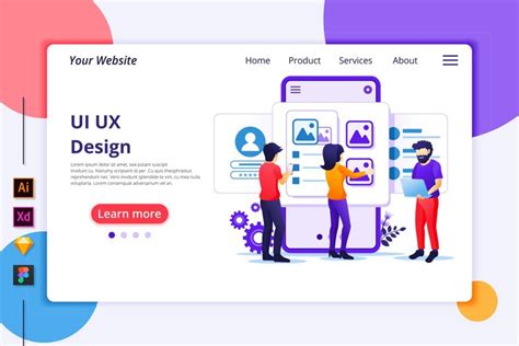 Landing Page Template Of UI UX Design Illustration 574437