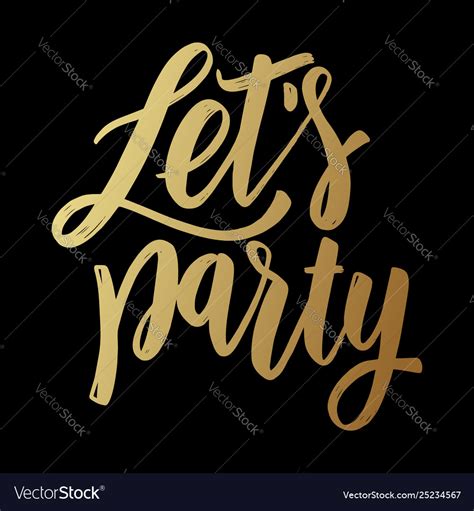 Lets Party Lettering Phrase On Dark Background Vector Image