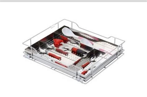 Ss202 Square Stainless Steel Perforated Cutlery Basket Size 19 X 20 X