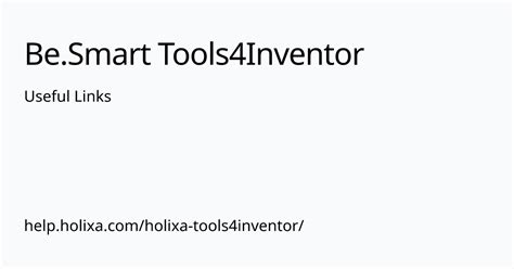 Useful Links Be Smart Tools4inventor