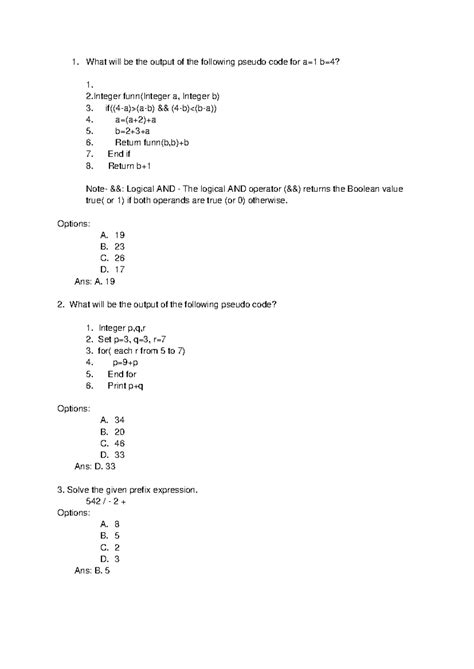Pseudocode What Will Be The Output Of The Following Pseudo Code For A
