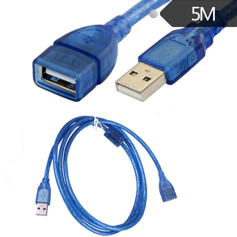 USB Extension Cable Extension Cable USB Male To Female Cable Transparent Blue Ribbon Shield