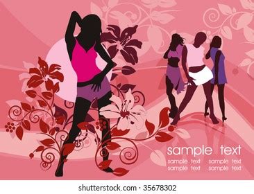 Sexy Group Elegance Silhouettes Composition Dancing Stock Vector Royalty Free
