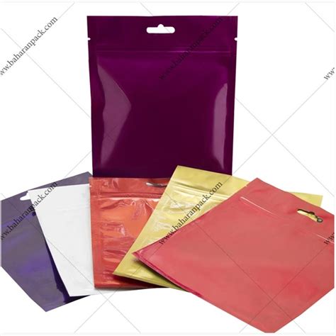 خرید و قیمت پاکت دو رو متالایز رنگی سه طرف دوخت زیپدار بهاران پک ترب