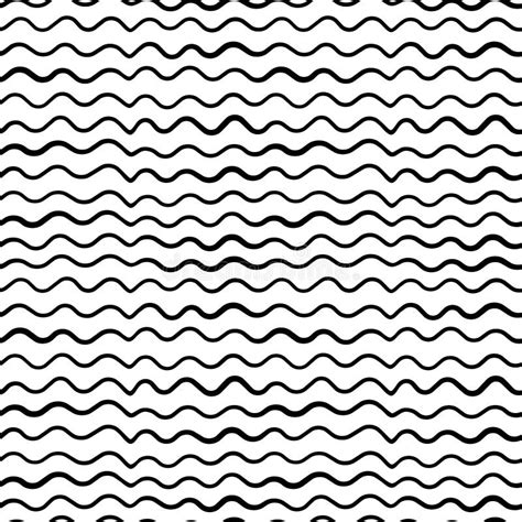 Hand Draw Seamless Wave Lines Pattern Black And White Stock Vector