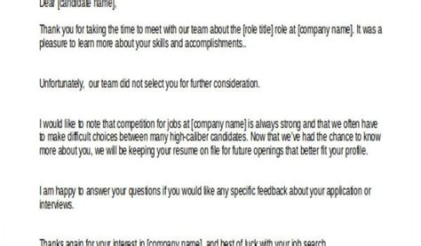 Rejection Email Template After Interview 7 Interview Rejection Letters Free Sample Example