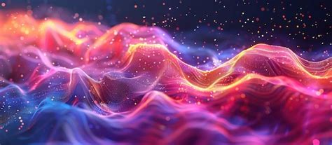 Abstract Digital Wave With Glowing Particles Premium Ai Generated Image
