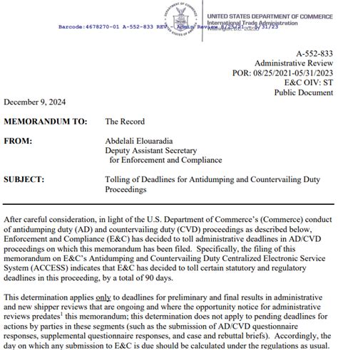 Us Extends Deadline For Anti Dumping And Countervailing Duty