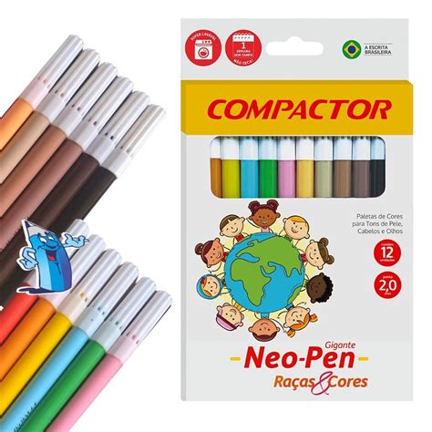 Canetinha Tons De Pele 12 Cores Neo Pen Gigante Compactor Hidrografica