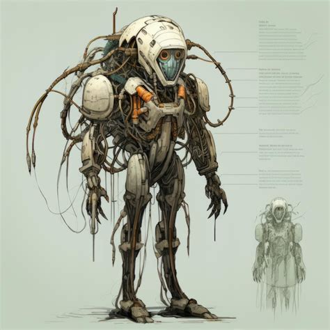 Premium Ai Image Mushroom Overgrowth A Captivating Visaged Imposing Humanoid Robot In Stirring