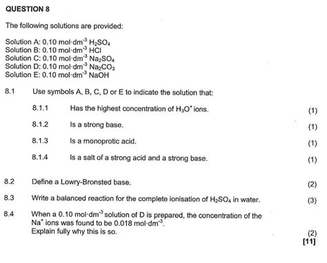 Solved Solution B 0 10 Mol⋅dm−3hcl Solution C 0 10