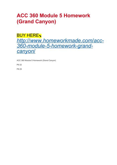 Acc 360 Module 5 Homework Grand Canyon